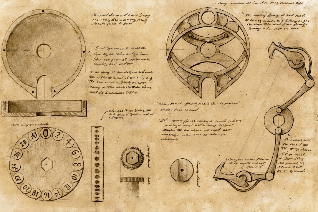 Digital Download Mechanical Design Steampunk Components Blueprint ...