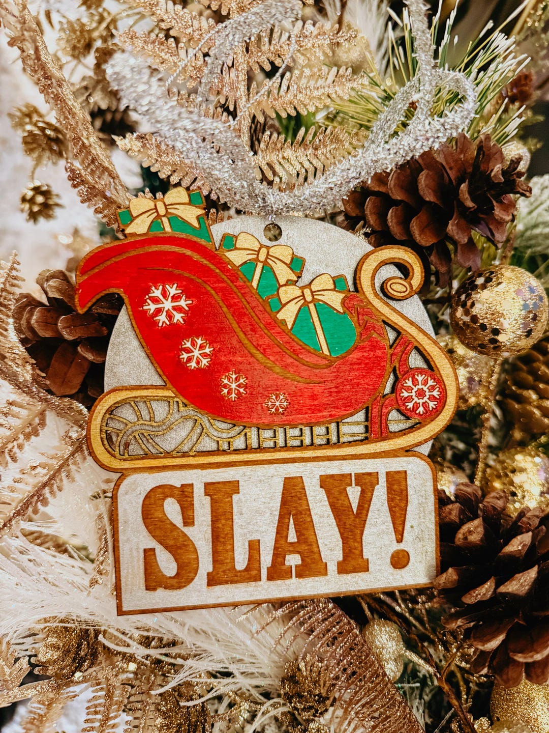 Christmas Ornament, SLAY!, Santa’s Sleigh - Etsy