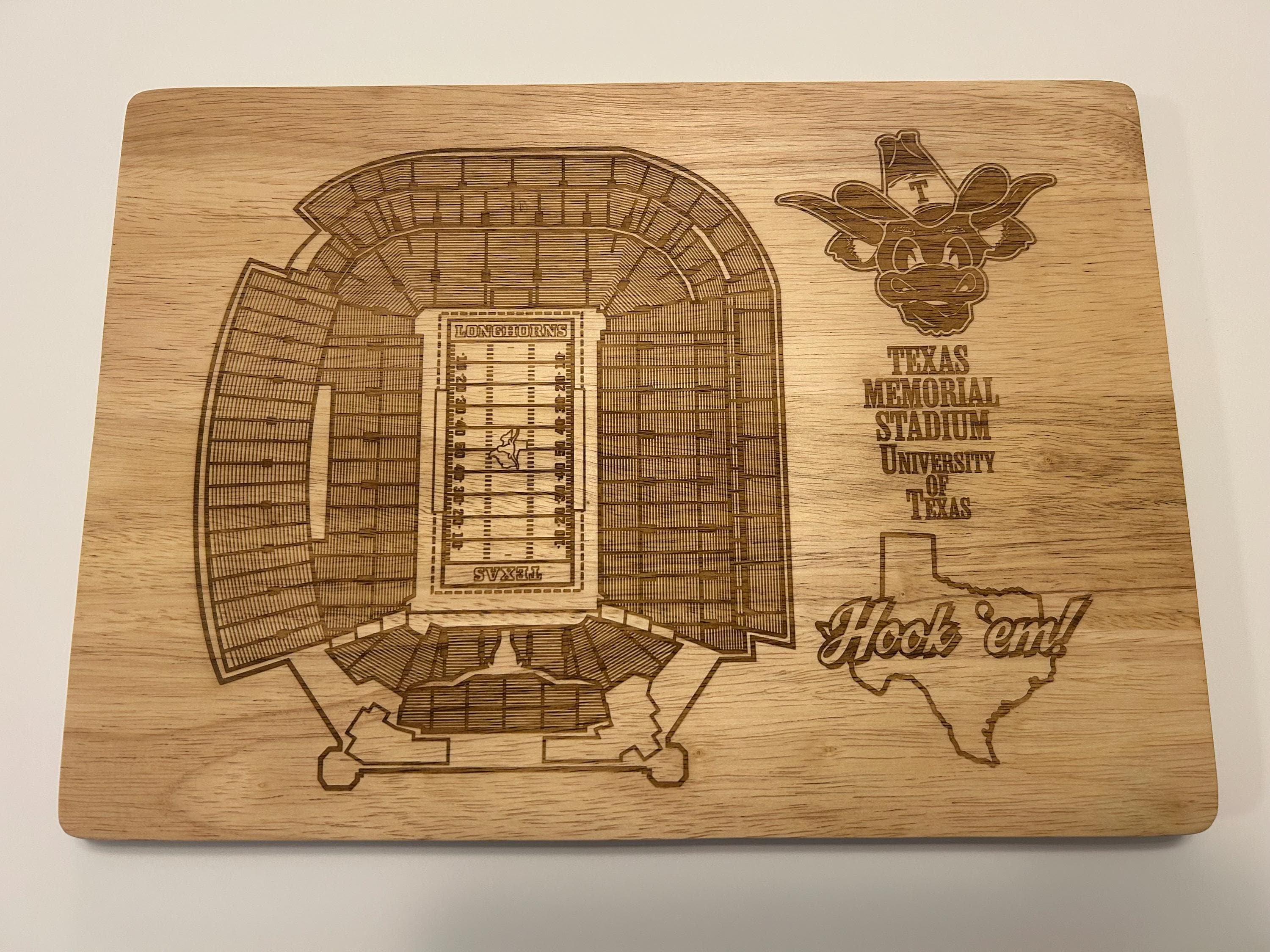 University of Texas Memorial Stadium Custom Cutting Board - Etsy