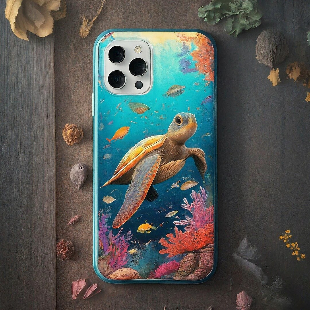 Cute Sea Turtle & Coral Reef Phone Case Vibrant Ocean Vibes Ocean Life ...