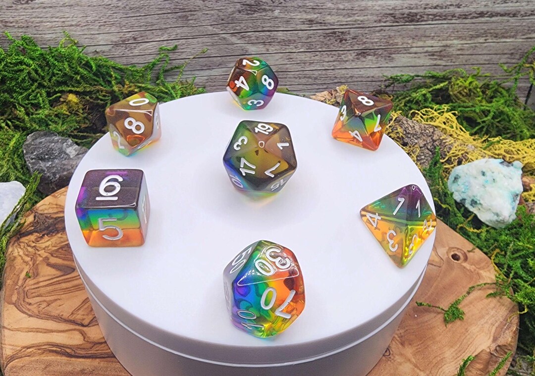 Dice of Prismatic Chaos | Rainbow Translucent Polyhedral Dice Set | D&D| Dungeons and Dragons ...