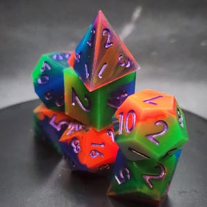 Mystery Sharp Resin Dnd Dice Set | Glitter, Swirls, Liquid Core | TTRPG ...