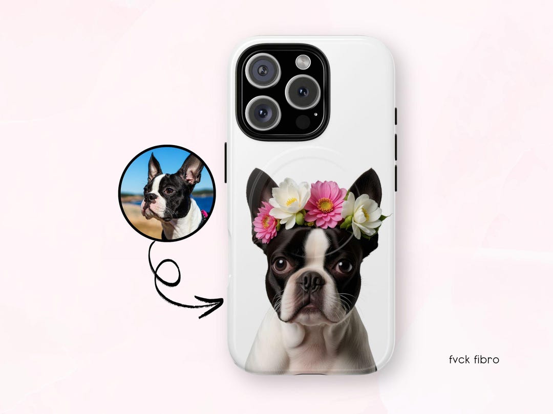 Magsafe Custom Dog iPhone Case Personalized Aesthetic Pet Flower Crown ...