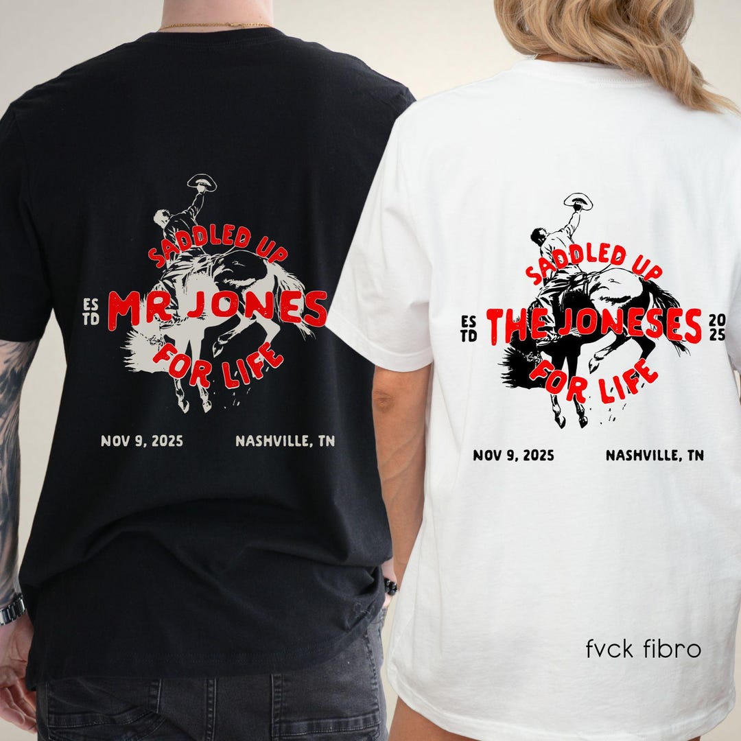 Western Wedding Day T-shirt Custom Country Husband & Wife Gift for ...