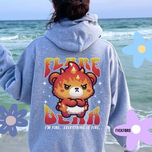 Flare Bear Hoodie Funny Chronic Illness Gift IBS Sweatshirt Fibromyalgia Migraine Ehlers Danlos ...