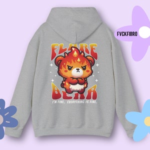 Flare Bear Hoodie Funny Chronic Illness Gift IBS Sweatshirt Fibromyalgia Migraine Ehlers Danlos ...