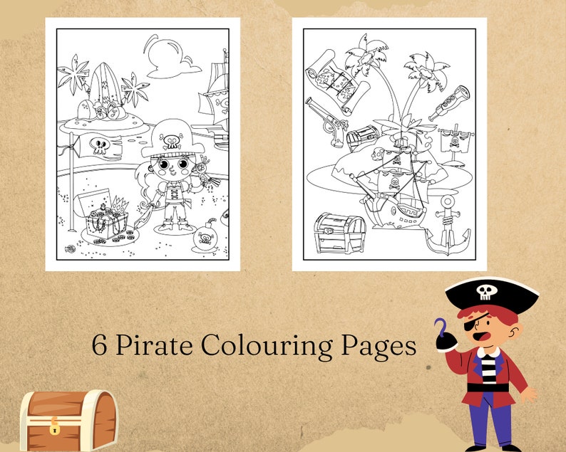6 Pirate Colouring Pages in Printable PDF for Travel and Leisure - Etsy ...