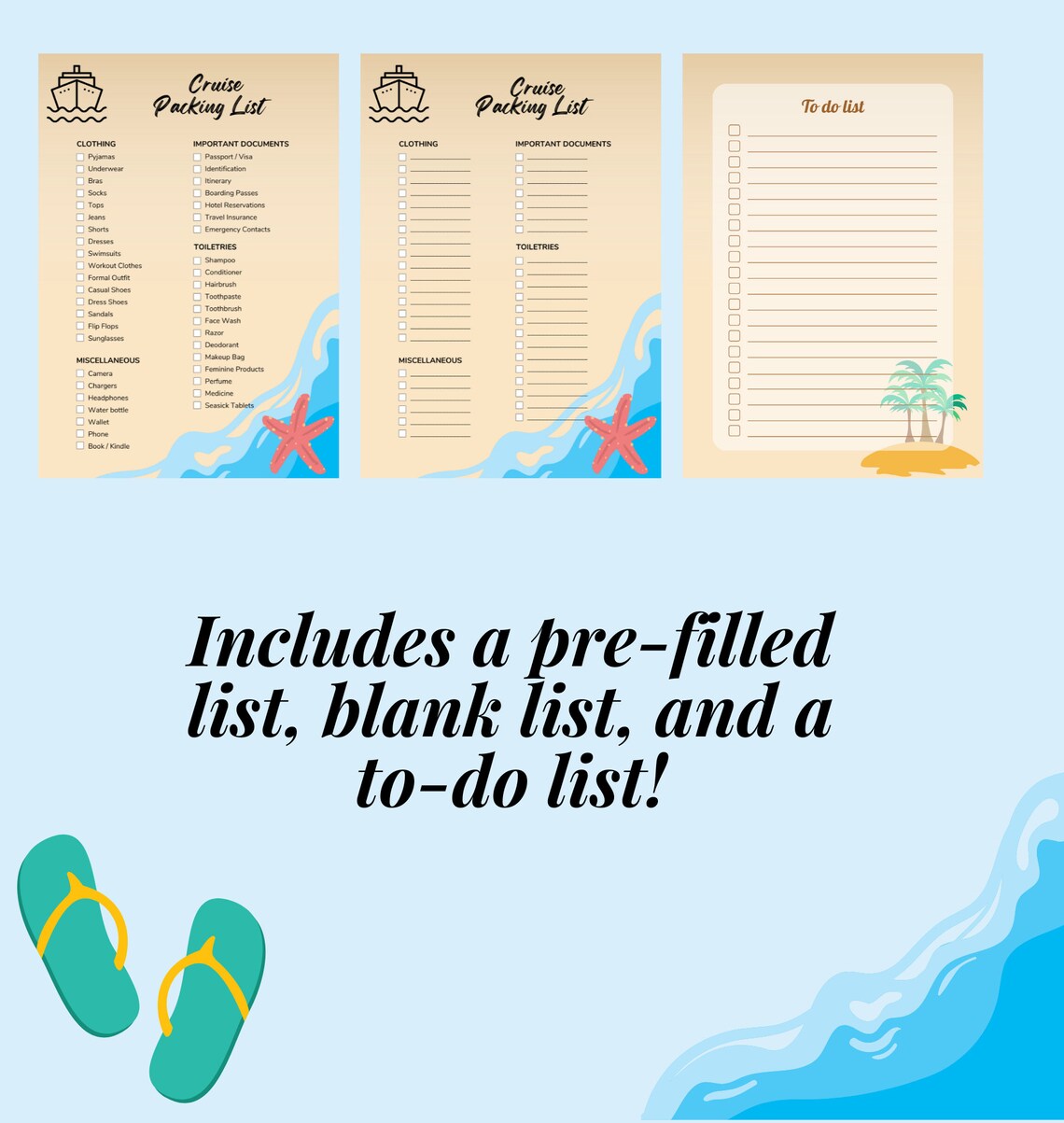 Cruise Ship Vacation Packing List - PDF Printable - Etsy