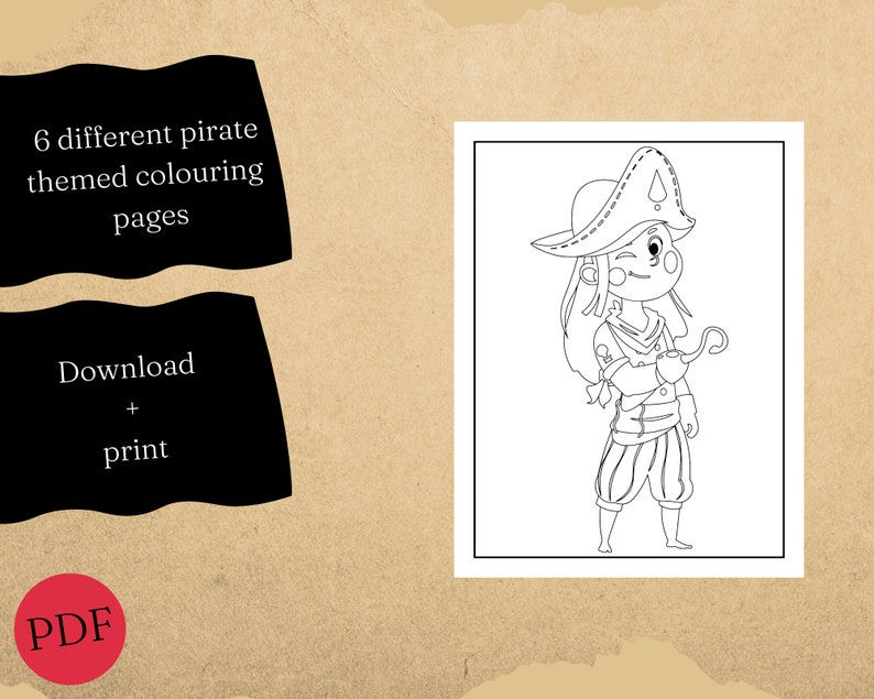 6 Pirate Colouring Pages in Printable PDF for Travel and Leisure - Etsy ...