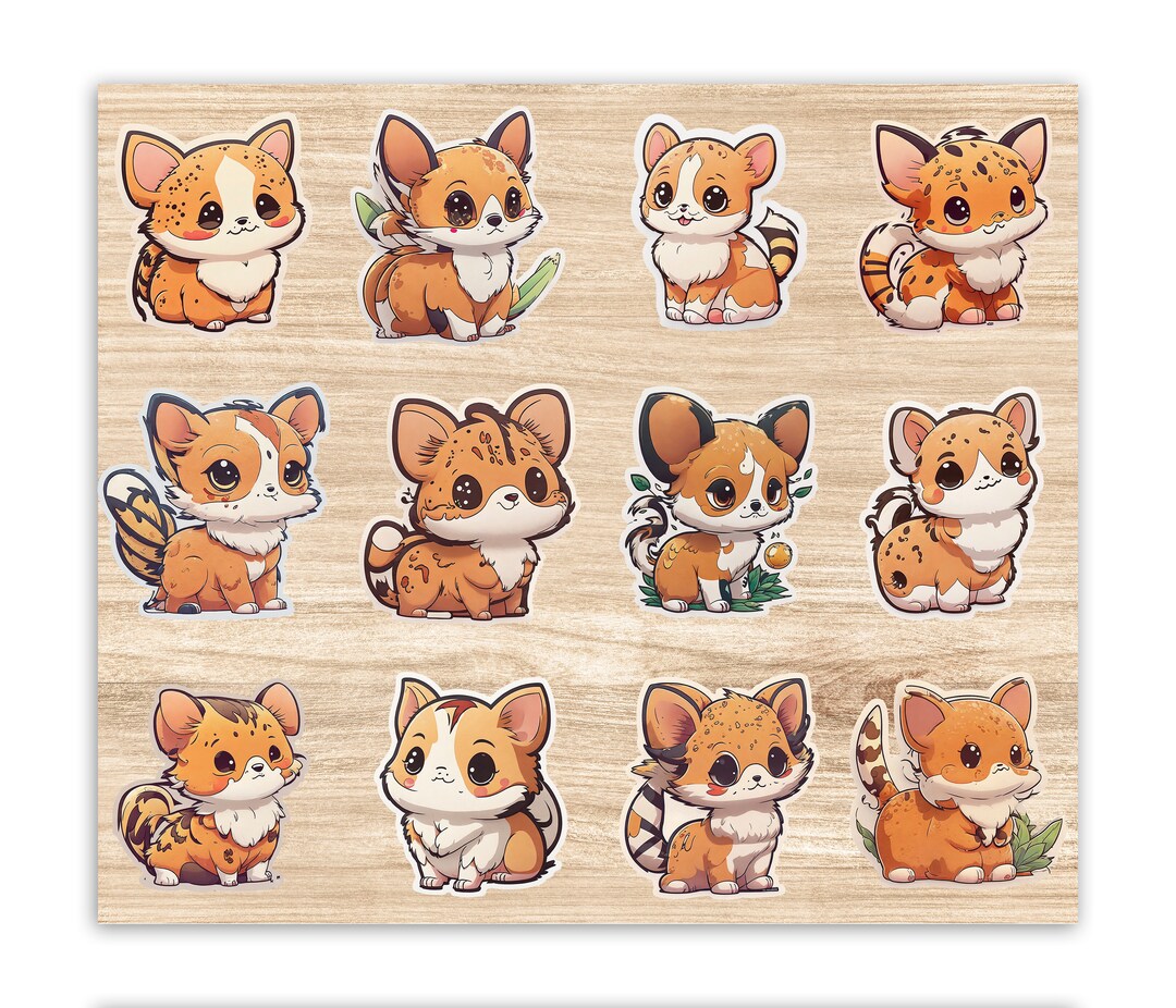 Cute Cat Print and Cut Digital PNG Sticker Sheets 12 - Etsy