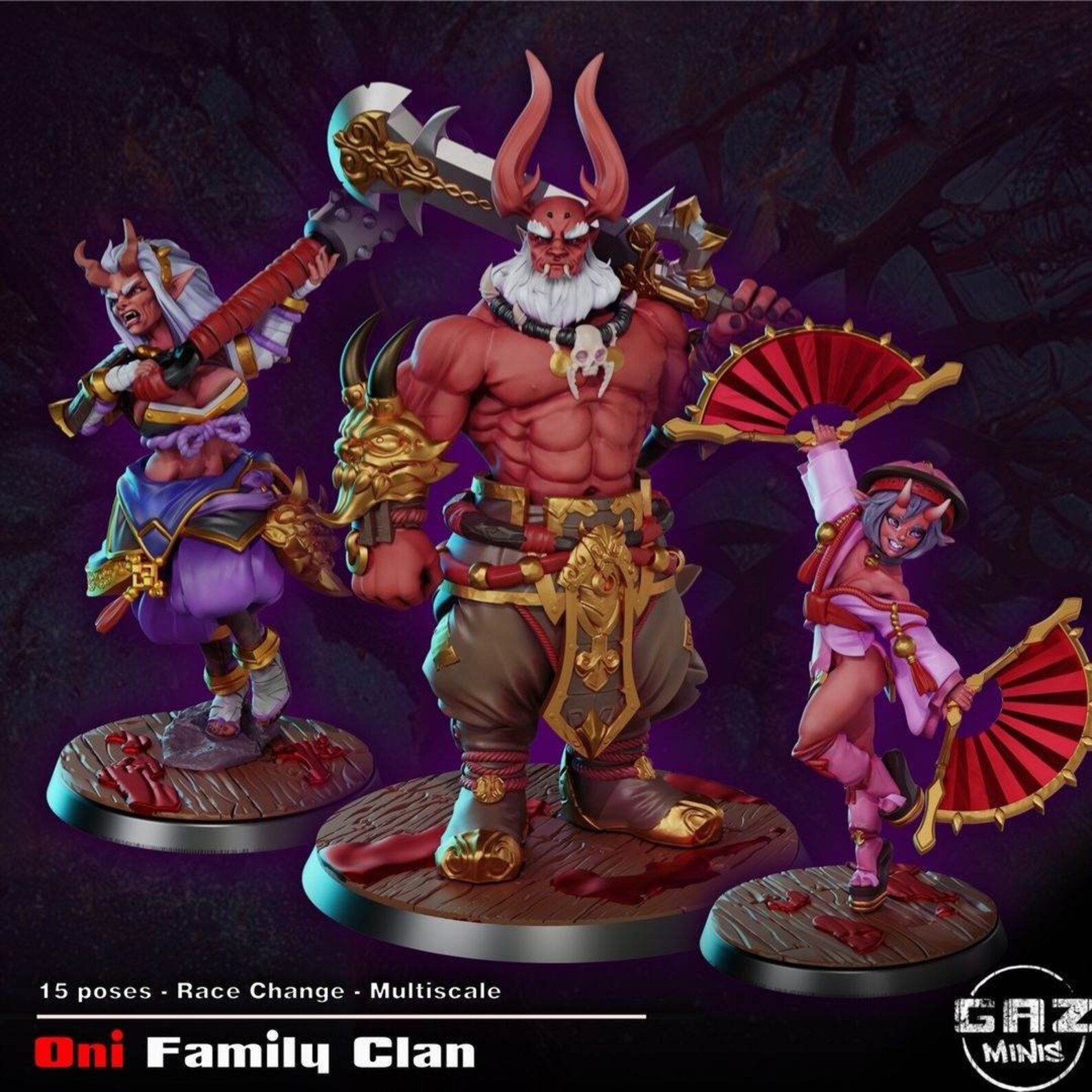 Fuji Fan Wielder Oni Miniature for Dnd/pathfinder/tabletop - Etsy