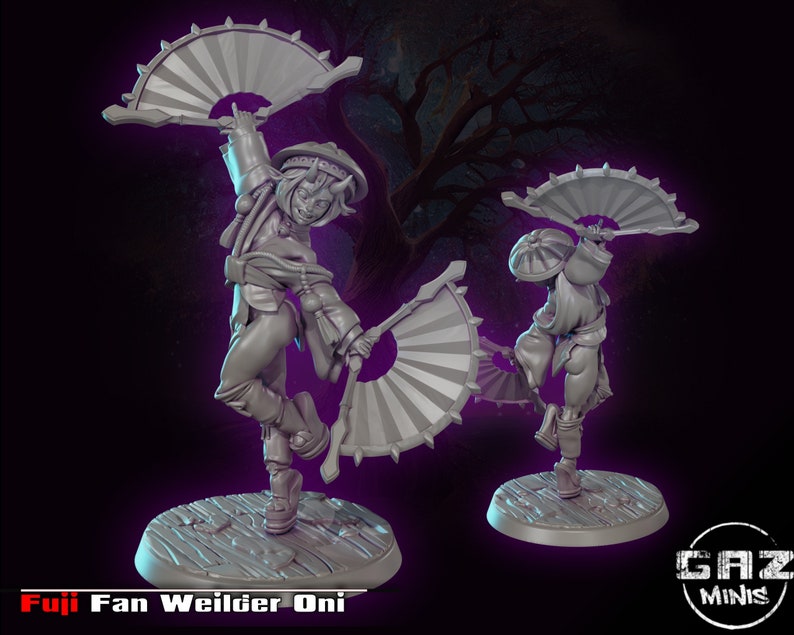 Fuji Fan Wielder Oni Miniature for Dnd/pathfinder/tabletop - Etsy