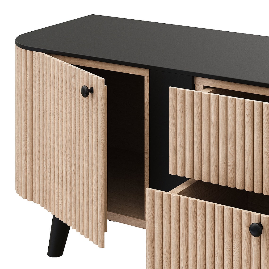 Minimalist Natural Wood TV Stand Japandi Solid Wood TV Console ...