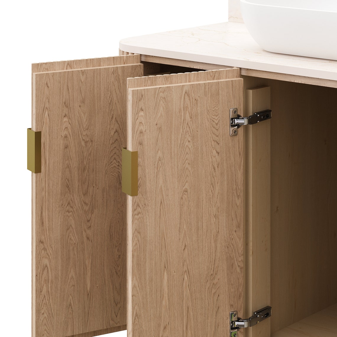 Custom Floating Vanity With White Oak Rounded Reeds Front 48 - Etsy