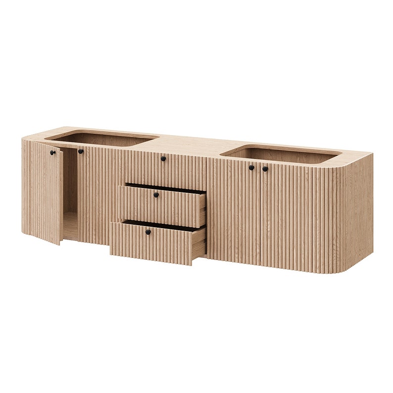 Curved Floating Double Sink Vanity With Rounded Reed Fronts - Etsy