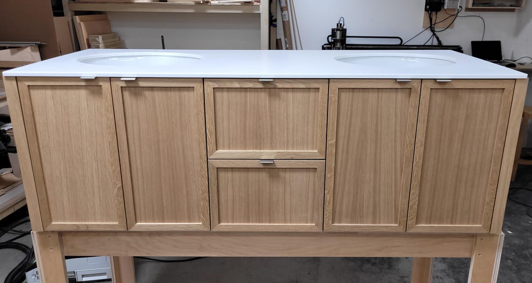 Handmade White Oak Floating Bathroom Vanity: Slim Shaker Design - Etsy