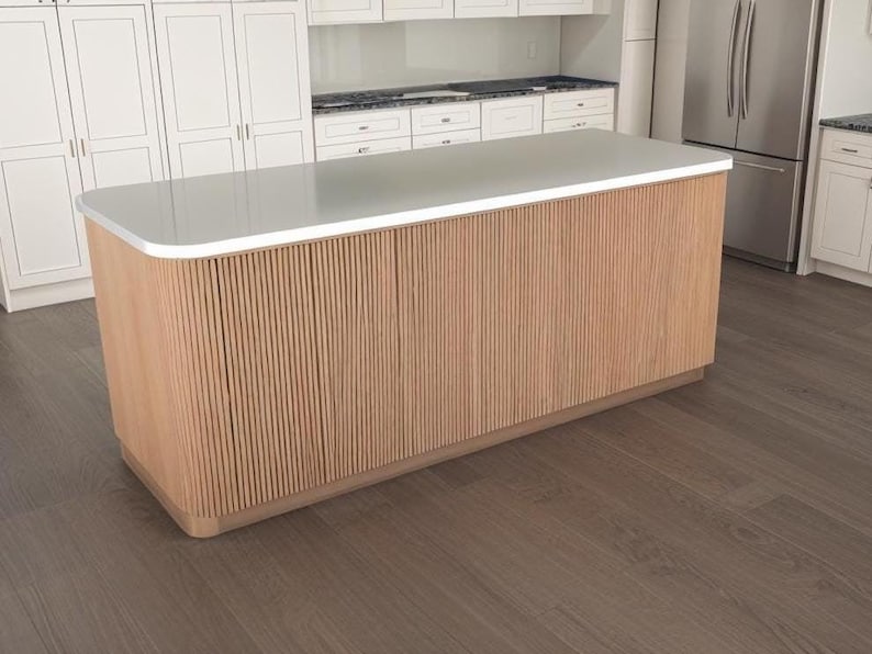 Kitchen Island With Rounded Reeds Facade Made of Natural Oak 60x30. - Etsy