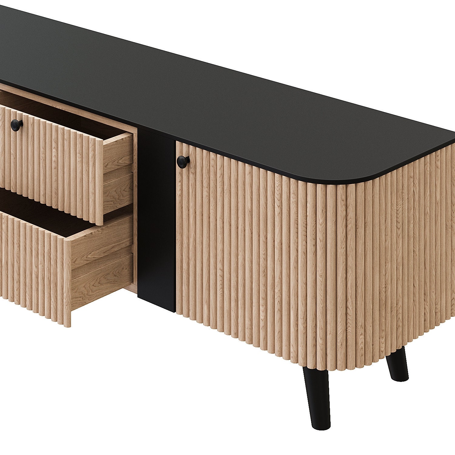 Minimalist Natural Wood TV Stand Japandi Solid Wood TV Console ...