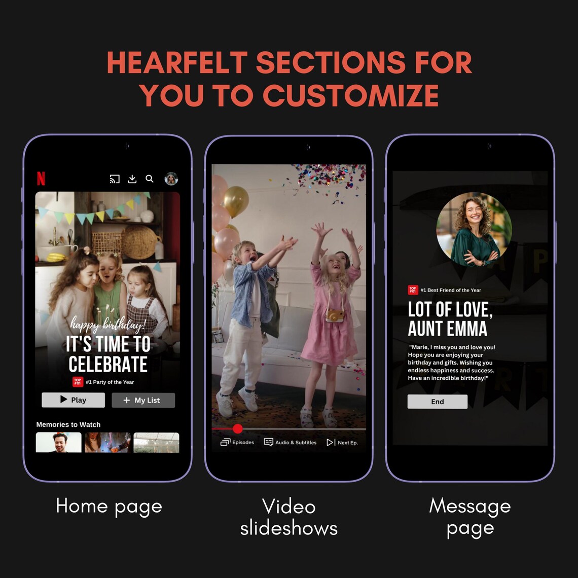 Netflix Birthday Video Template Canva | Editable Digital Birthday Gift ...