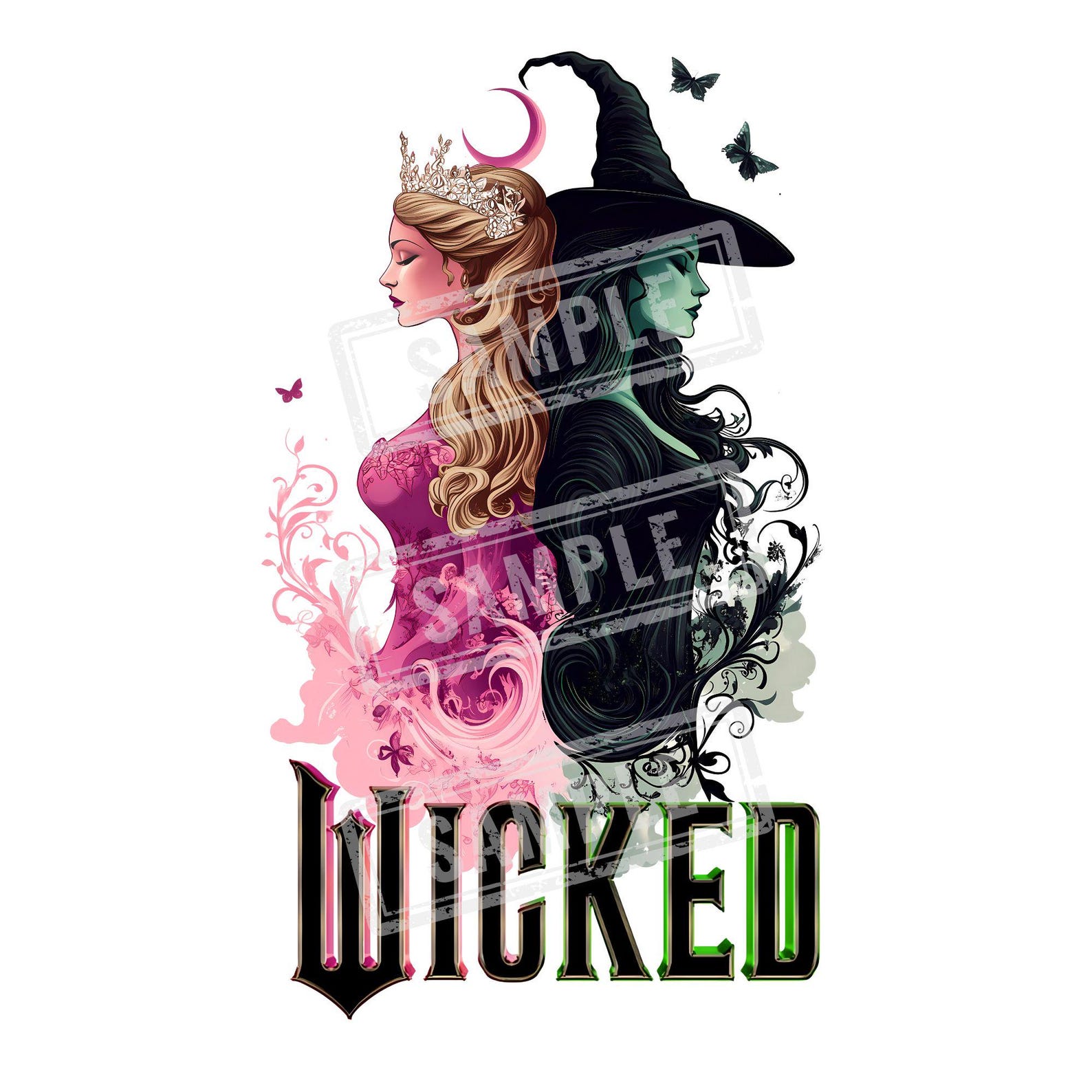 Wicked PNG Digital Download | Glinda and Elphaba Inspired Art | Wicked ...