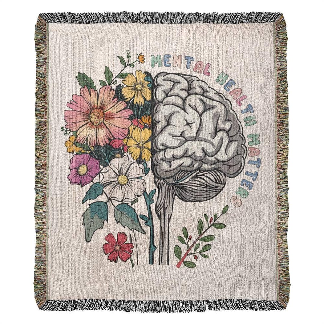 Cozy Mental Health Matters Woven Blanket - Inspirational Throw Blanket ...
