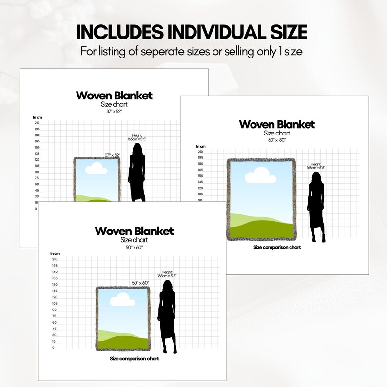 Woven Blanket Size Chart – Editable Canva Template for Etsy Sellers and ...