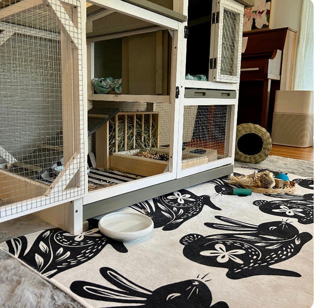 Rabbit Mat, Pet Playpen Floor Mat Rug Playmat for Rabbits, Cats, Dogs ...