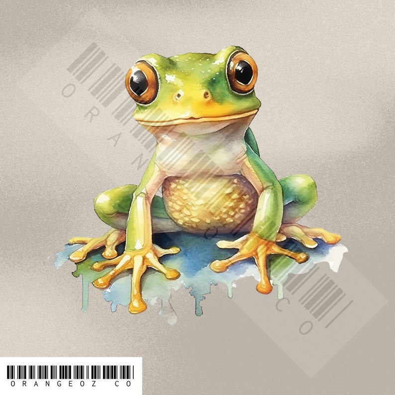 Watercolor Green Tree Frog Clipart Bundle. Transparent - Etsy