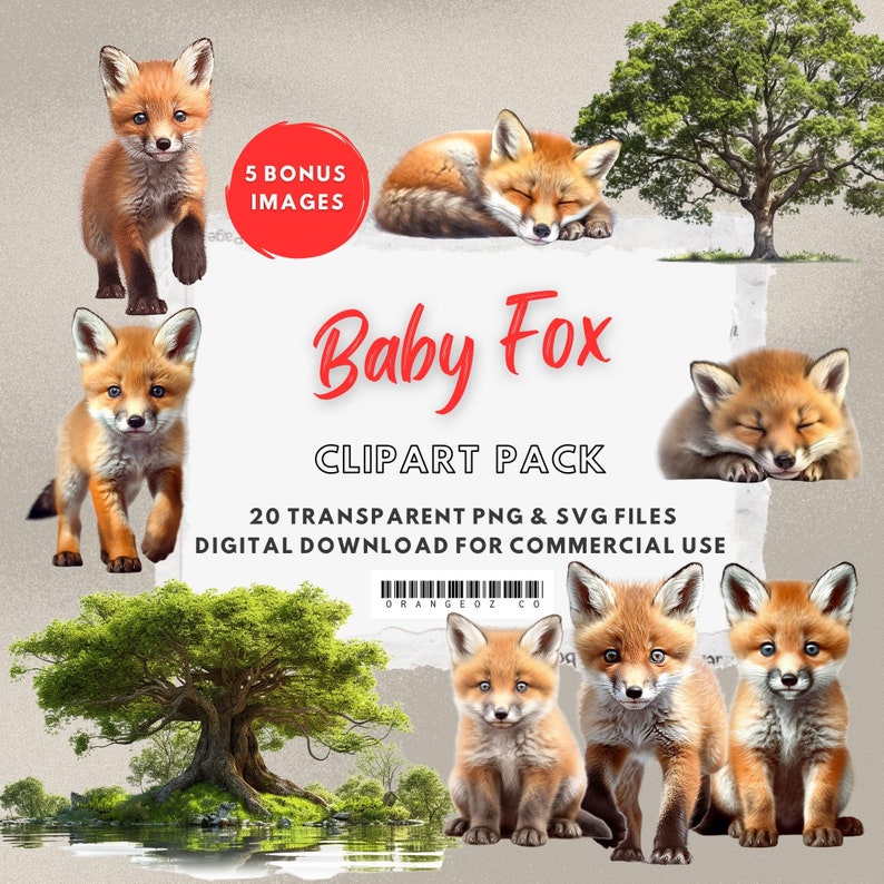 Baby Fox Clipart. Transparent PNG and SVG Files. Woodland Animals ...