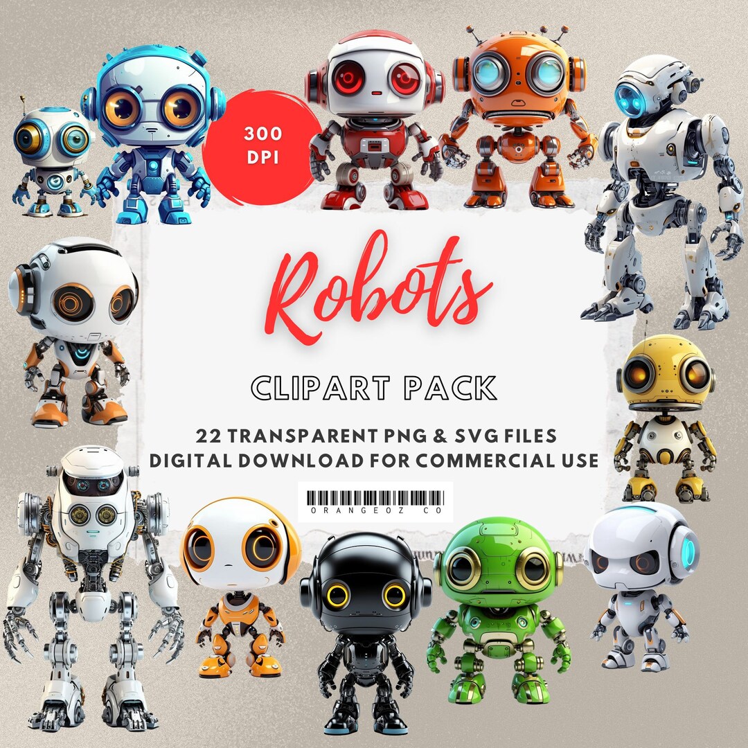 Robot Clipart Bundle. PNG & SVG Files With Transparent - Etsy