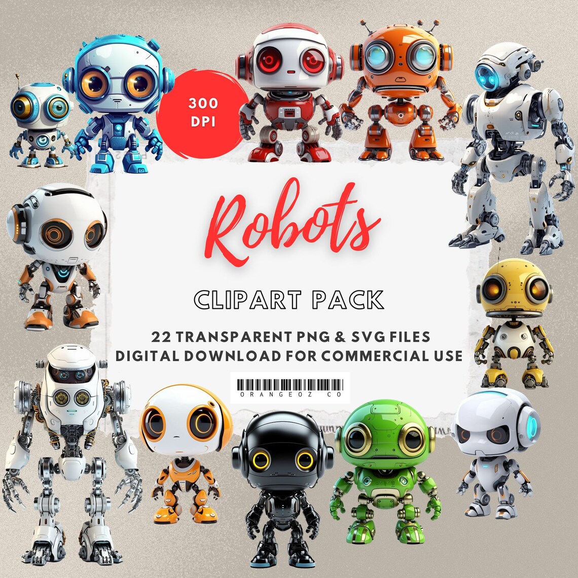 Robot Clipart Bundle. PNG & SVG Files With Transparent - Etsy
