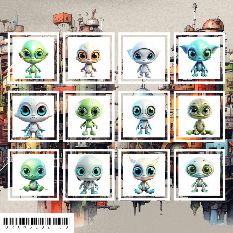 Cute Aliens Clipart Bundle. PNG & SVG Files With Transparent ...