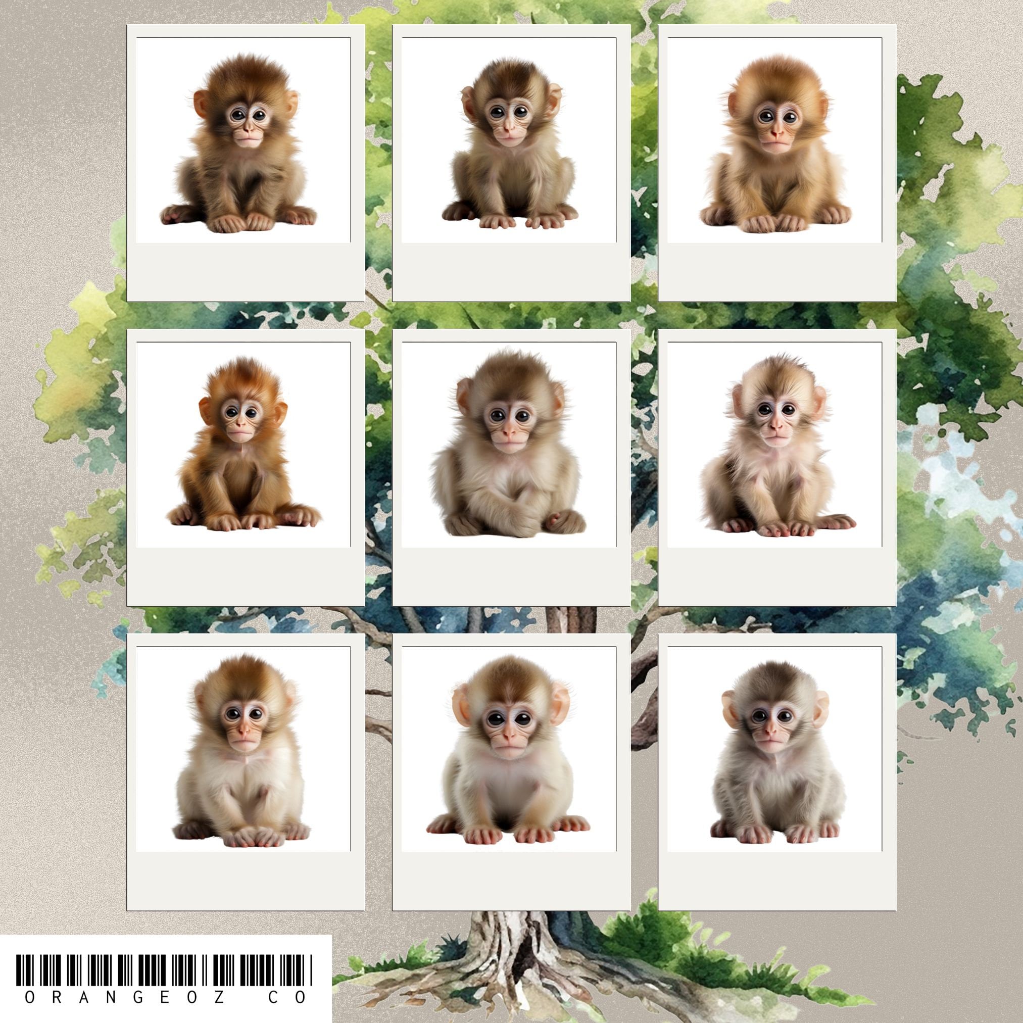 Cute Monkeys Clipart Bundle. Digital Download. Transparent PNG & SVG ...