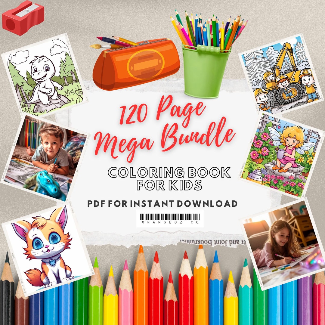 120 Page Mega Coloring Book for Kids. Instant Download. - Etsy