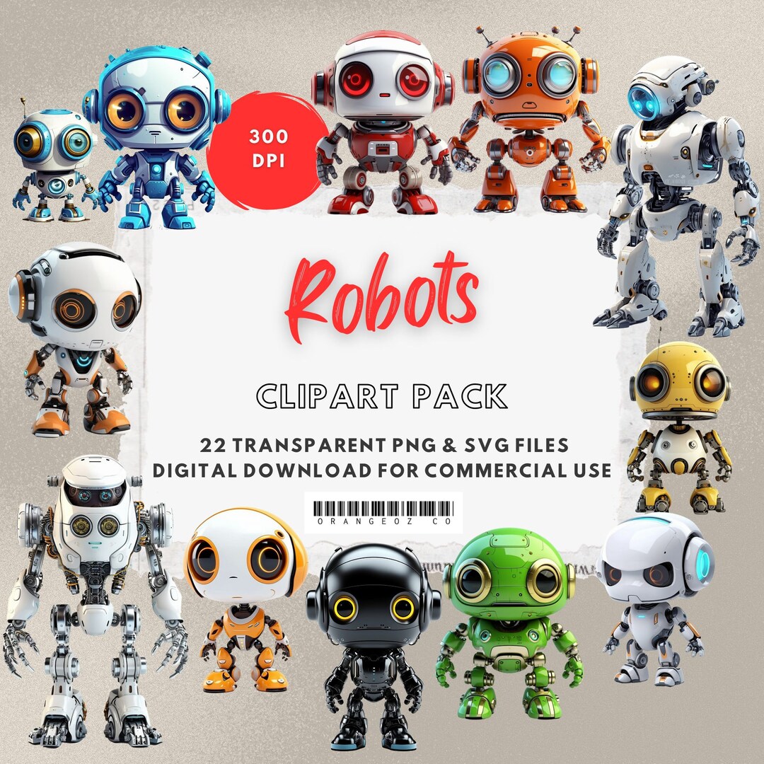Robot Clipart Bundle. PNG & SVG Files With Transparent Backgrounds ...