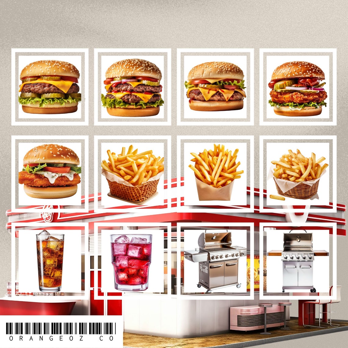 Fast Food Clipart Bundle. Transparent PNG & SVG Files. for Commercial ...