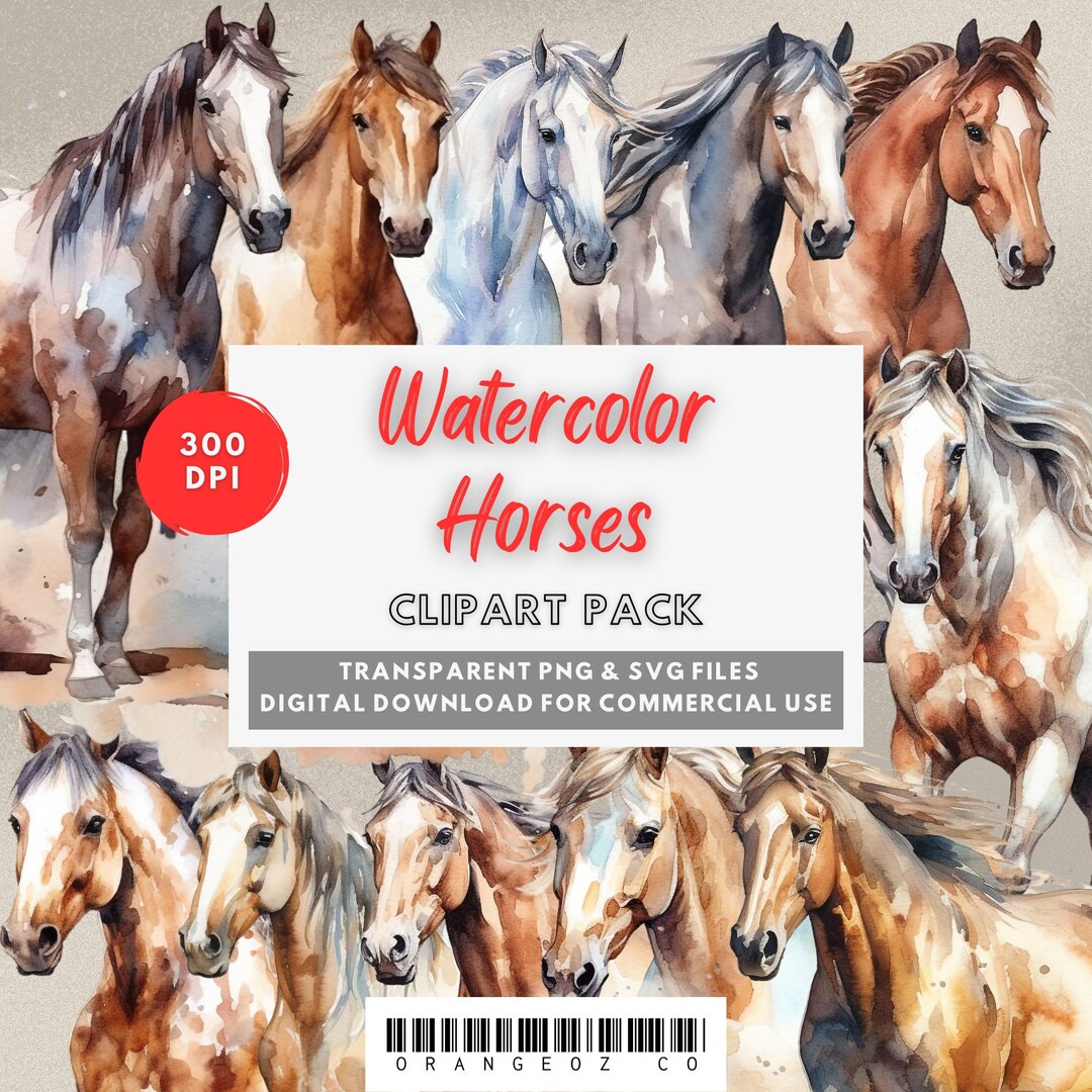 Watercolor Horse Clipart Bundle. Horse SVG. Transparent PNG and SVG ...