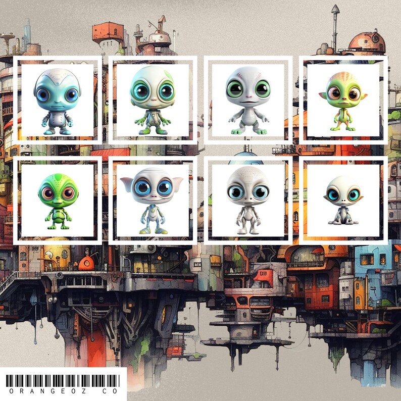 Cute Aliens Clipart Bundle. PNG & SVG Files With Transparent ...