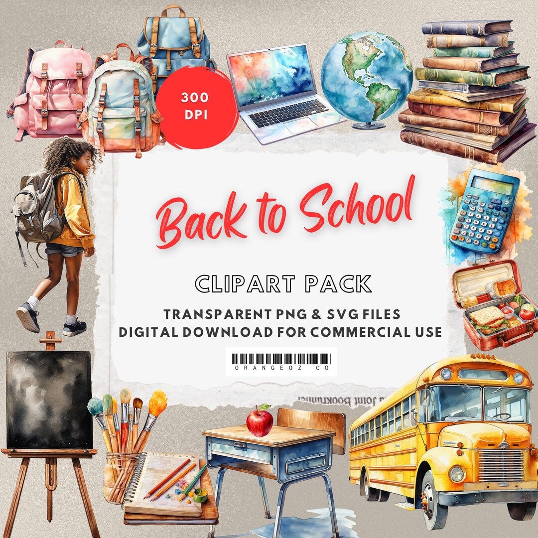 Back to School Clipart. Classroom Bundle. Watercolor Teacher Clipart ...