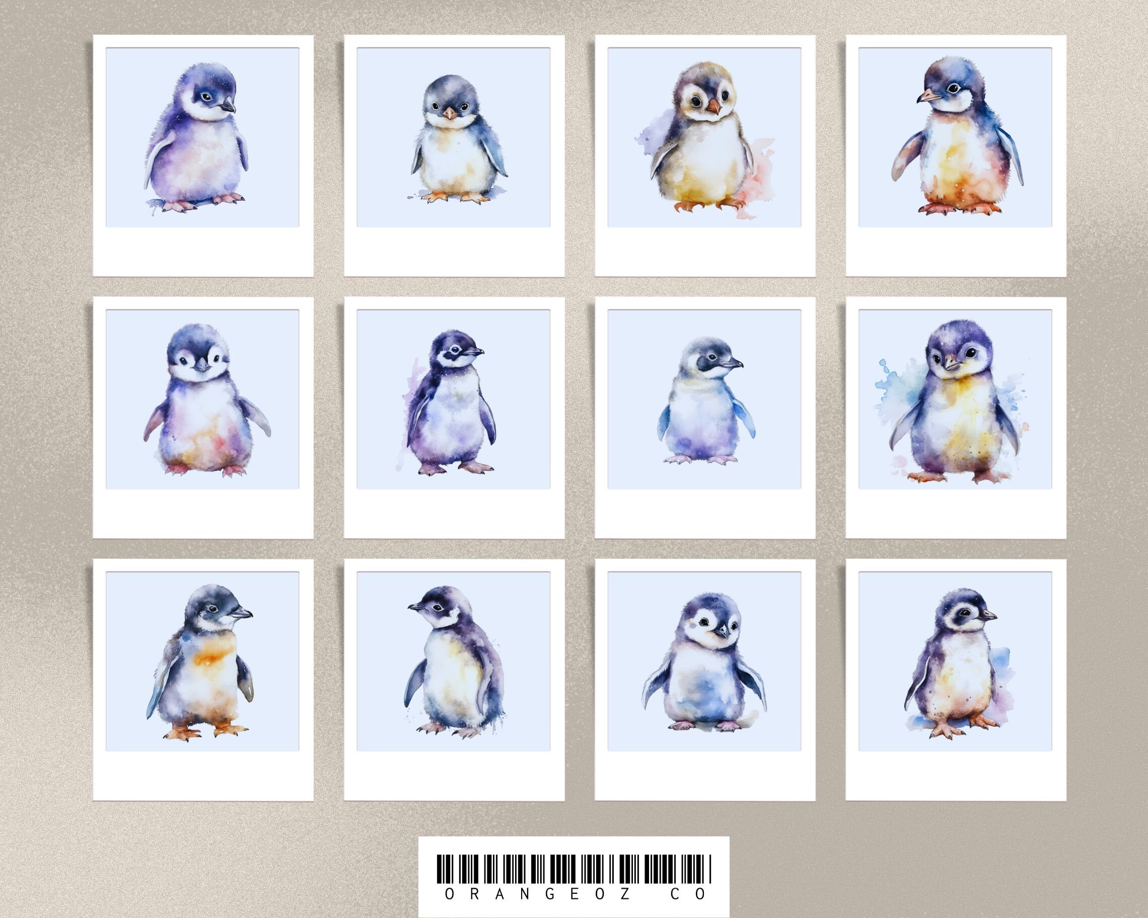 Watercolor Cute Penguins Clipart. Winter Clipart. Nursery - Etsy