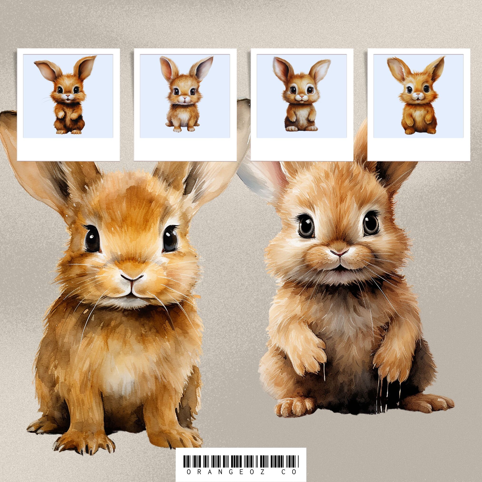 Watercolor Cute Bunnies Clipart. Easter Bunny Clipart. Nursery Clipart ...