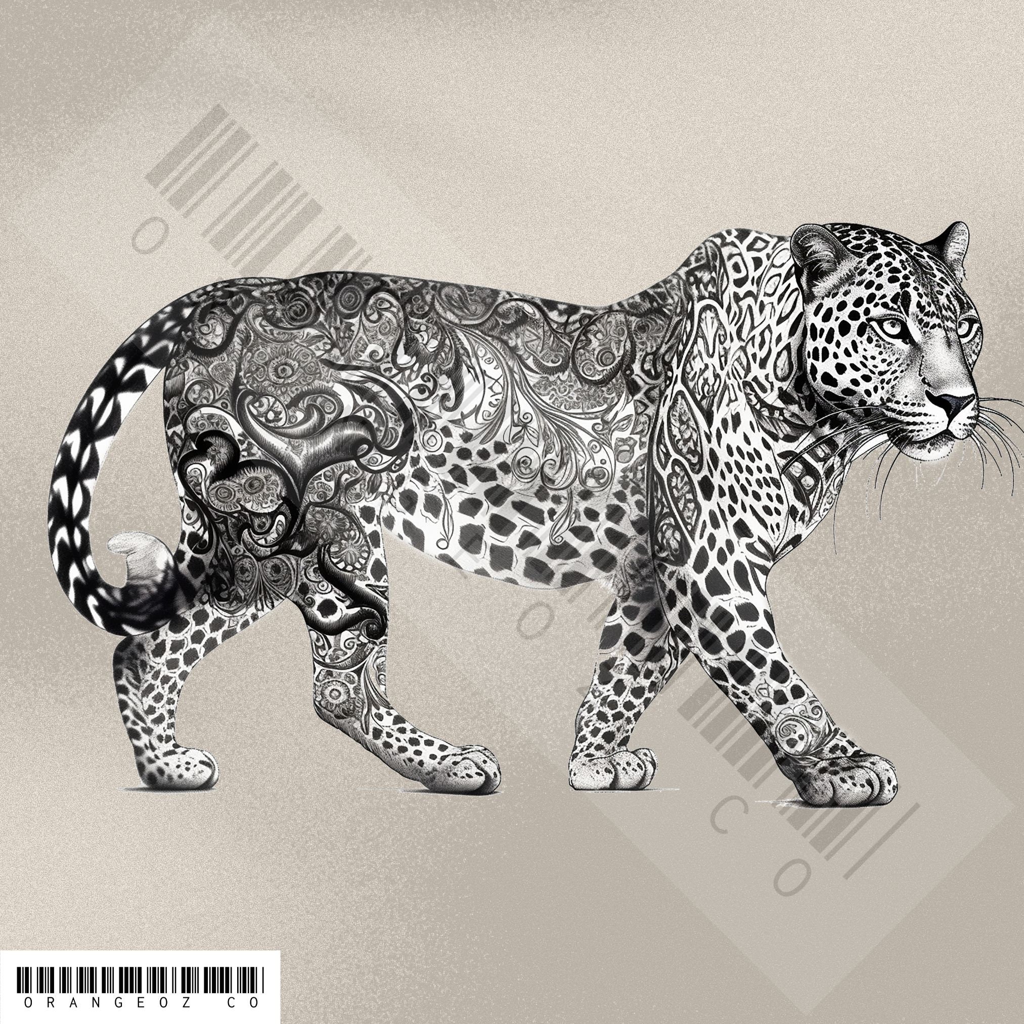 Hand-drawn B&W Leopard Doodle Bundle. Digital Download. Animal Clipart ...