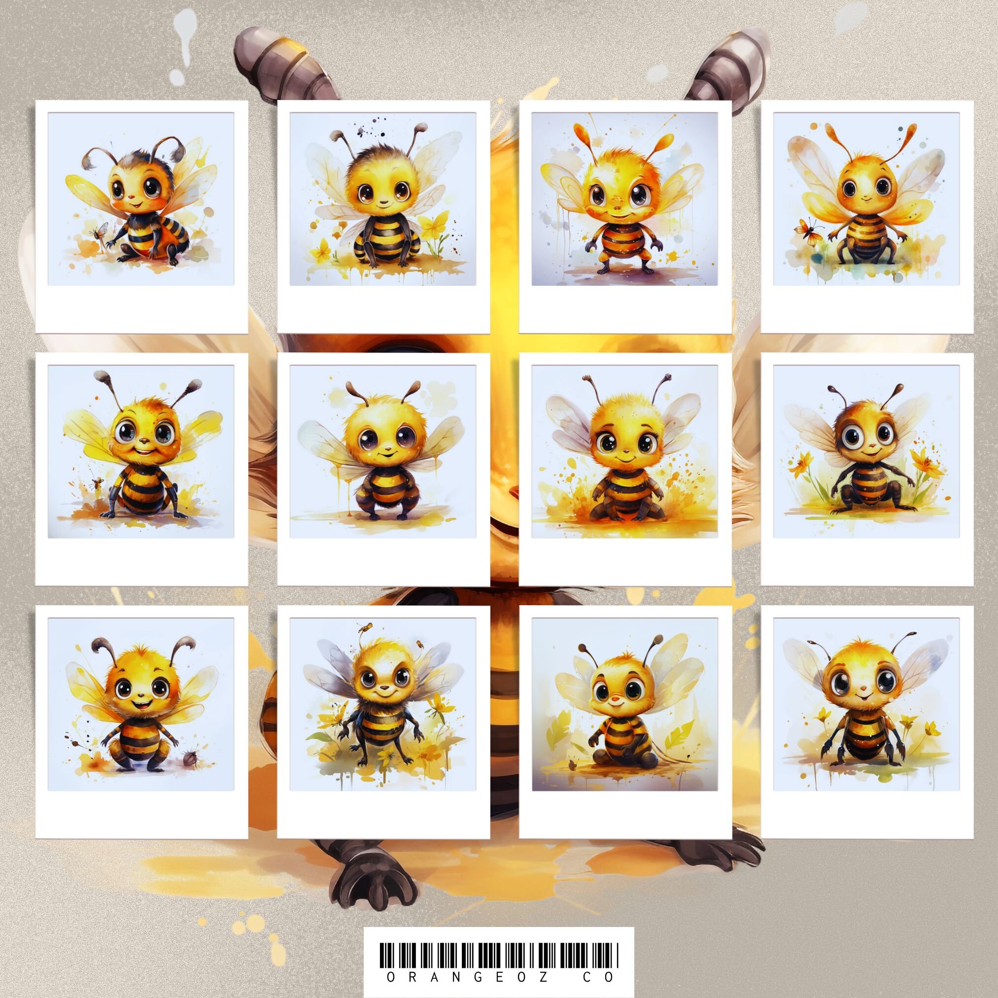 Watercolor Bee's Clipart. Nursery Clipart. Honey Bee. Cute Bee Clipart ...