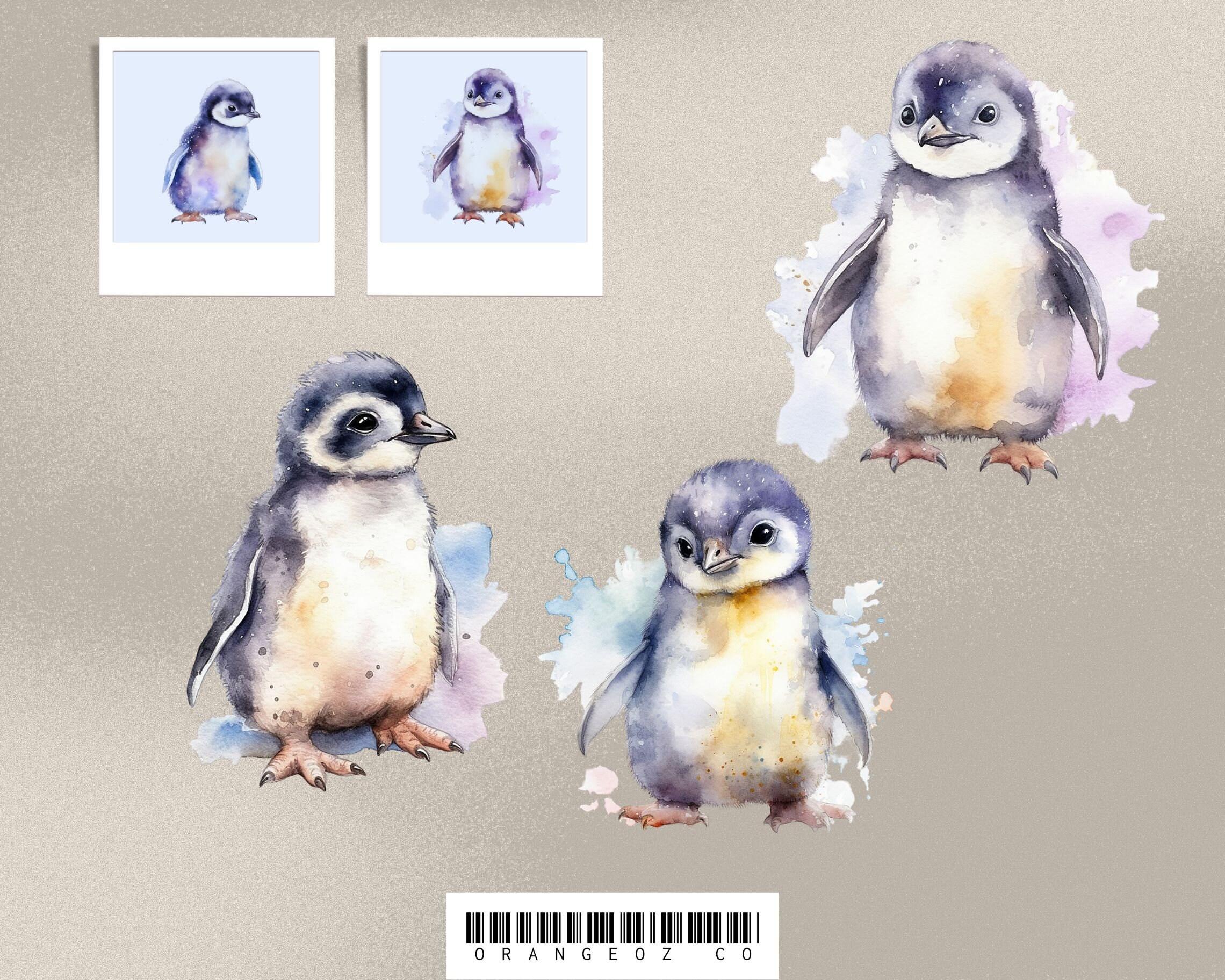 Watercolor Cute Penguins Clipart. Winter Clipart. Nursery - Etsy