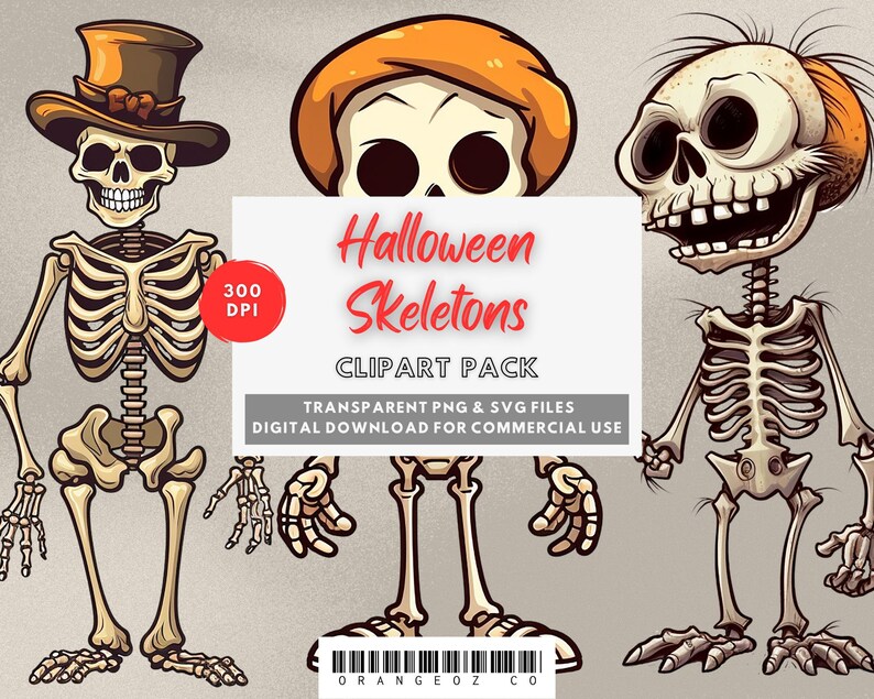 Halloween Skeletons Clipart. Halloween Clipart. Skeletons. Transparent PNG & SVG. Digital ...