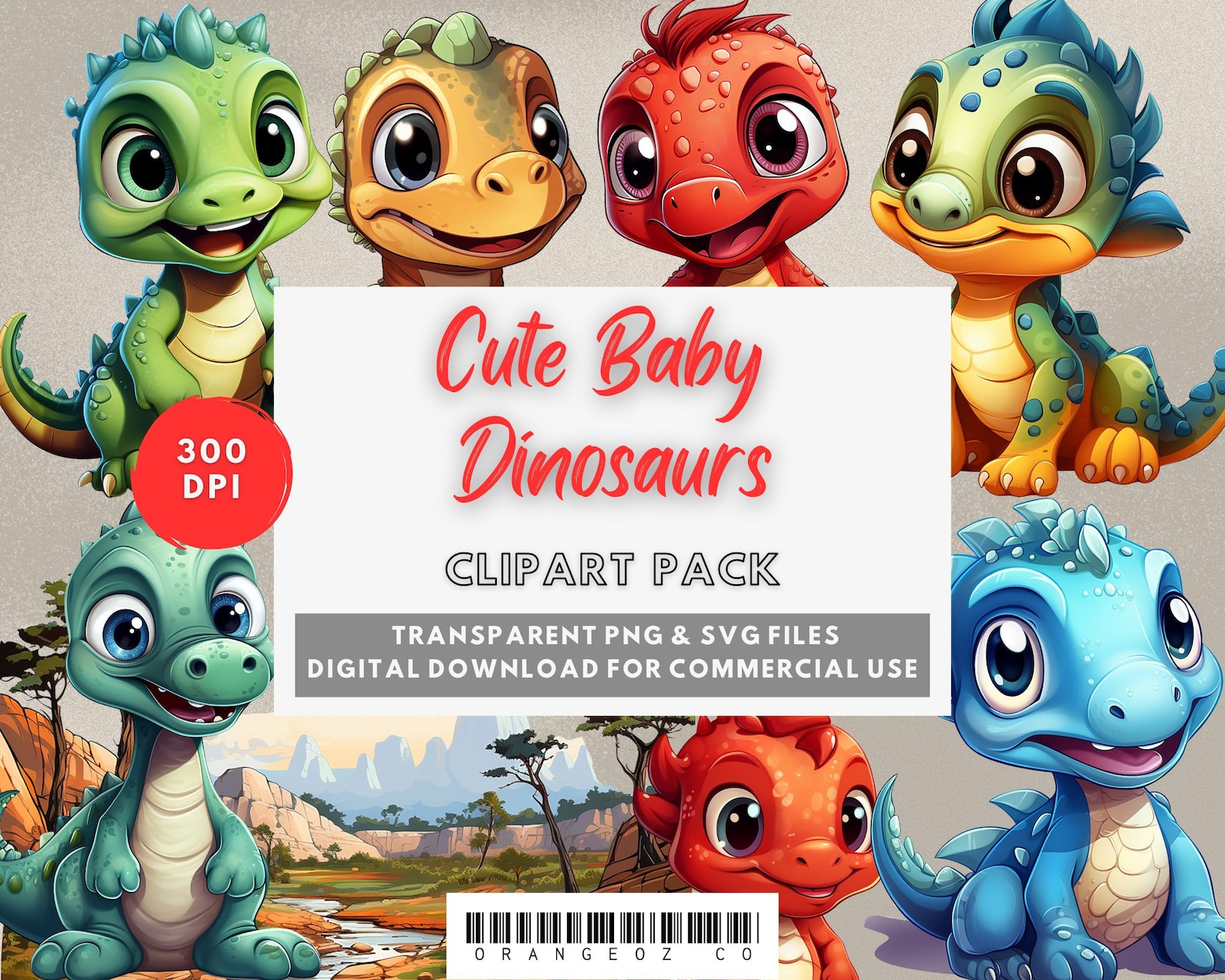 Cute Baby Dinosaurs Clipart Bundle. Dinosaur Clipart Bundle. Cute ...