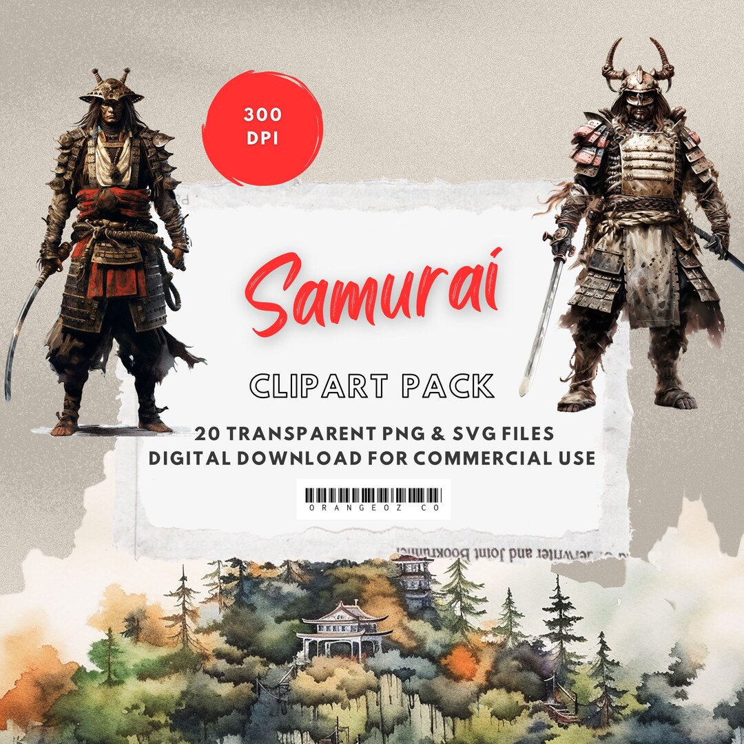 Samurai Clipart Bundle. Transparent Clipart PNG & SVG Files. for ...