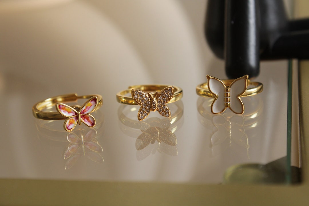 Butterfly Ring Adjustable Fidget Spinner Focus Jewelry Meditation ...