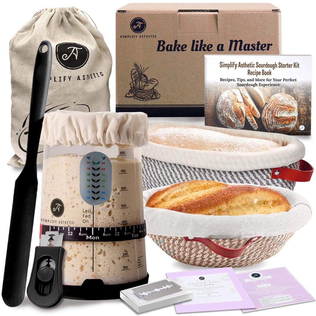 Sourdough Starter Kit, Proofing Baskets, Recipe Book, Bread Lame - Etsy