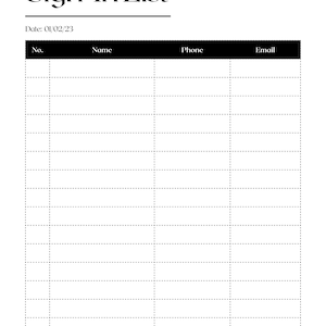 Printable Sign-in Sheet - Business Sign in Template, Printable Sign in ...